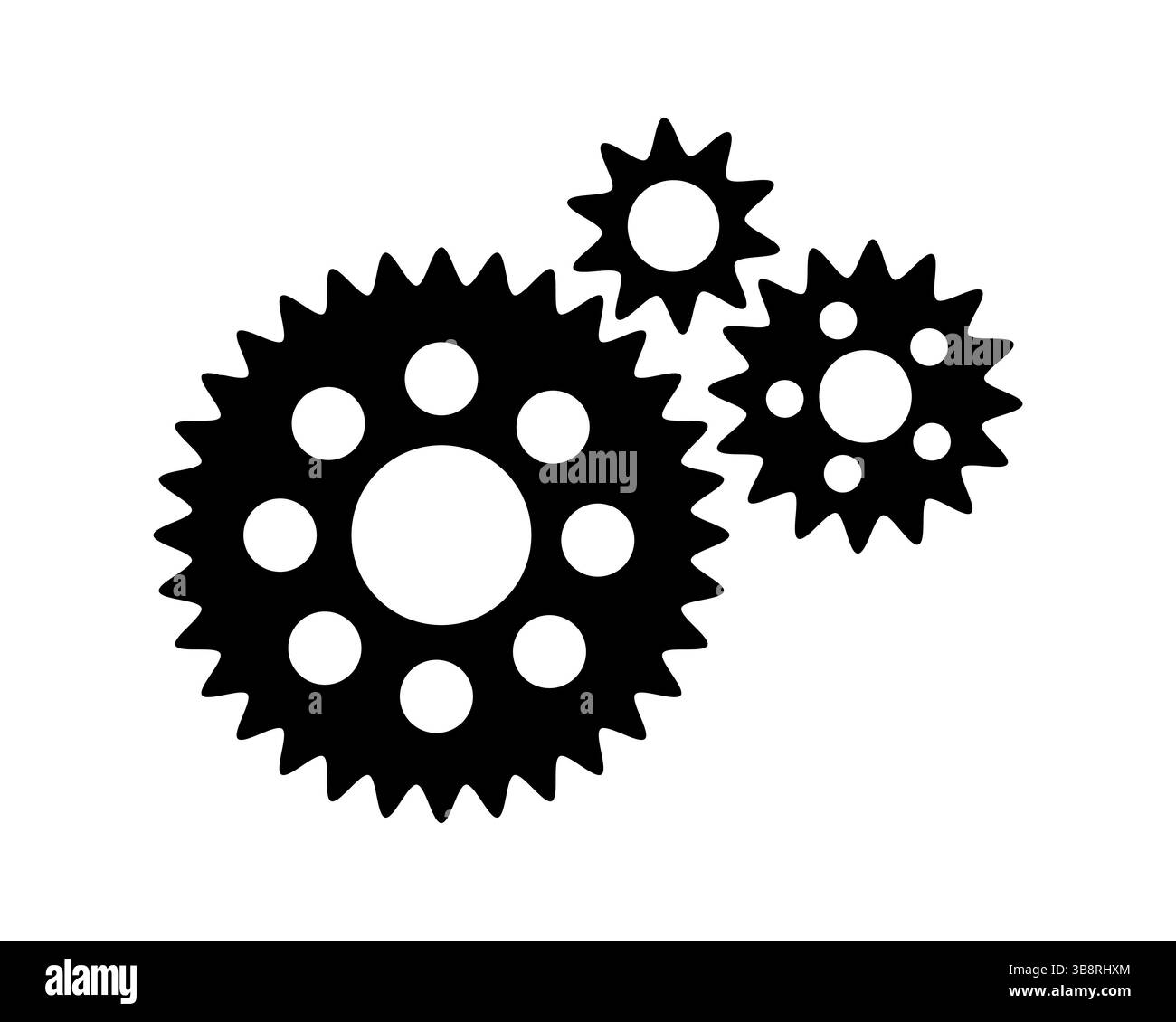 Black gears on white, representing teamwork, innovation, and mechanical processes. Perfect for ...