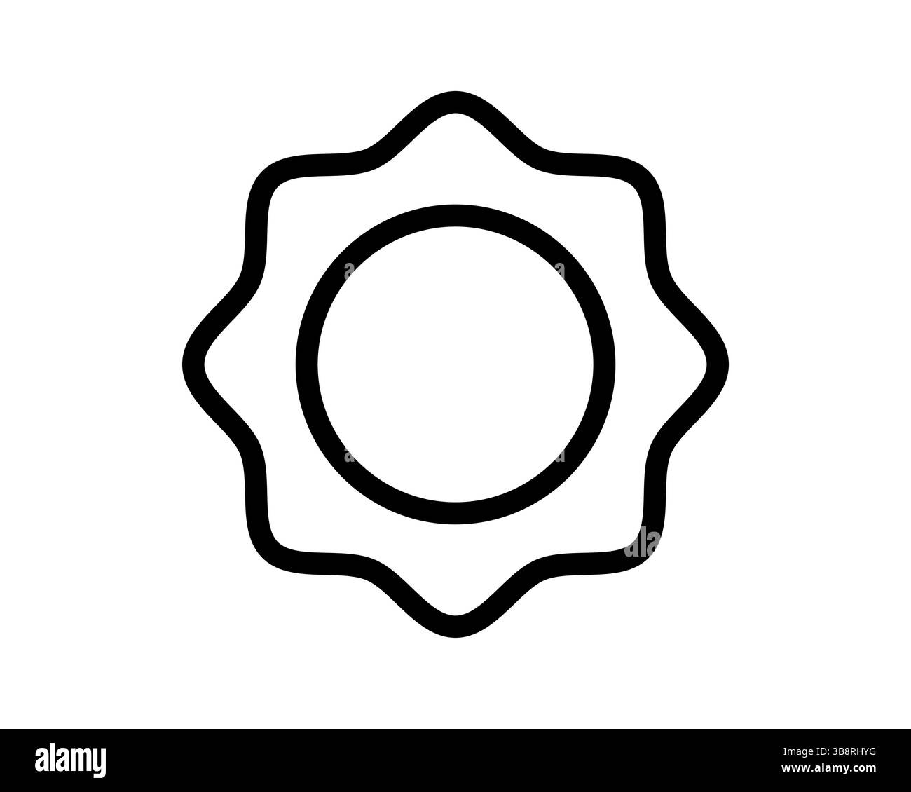 A crisp, modern line art icon. Simple sun symbol with wavy outline ...