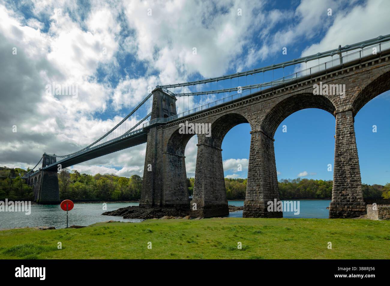 Menai Bridge over Menai Strait in North Wales Stock Photo - Alamy