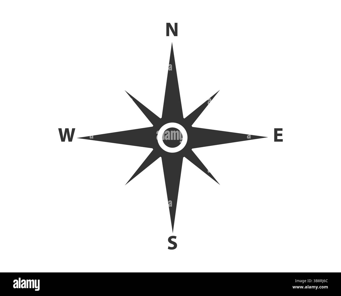Minimalist compass rose illustration symbolizing direction, guidance ...