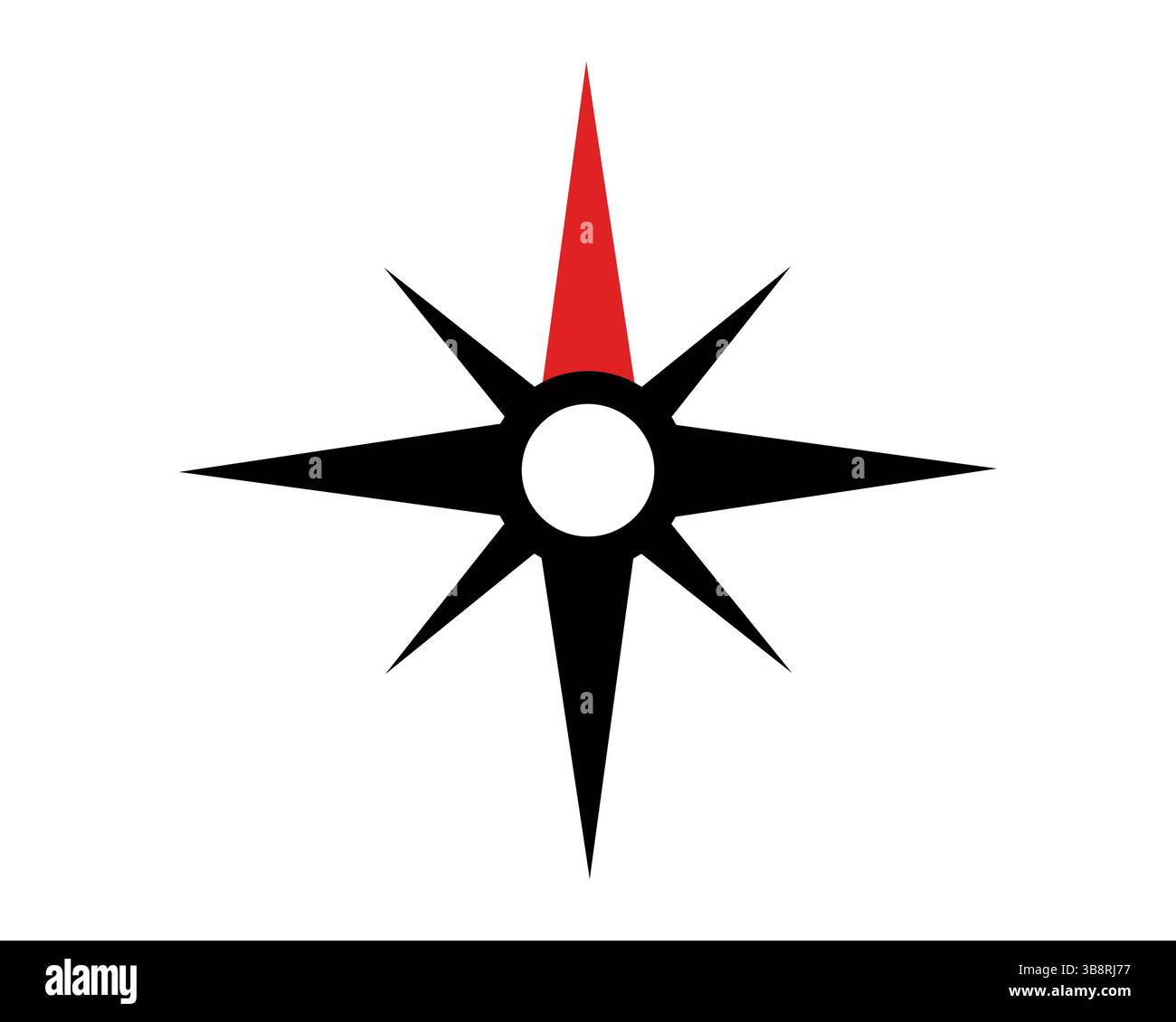 Striking compass rose design. Black silhouette with a red direction ...