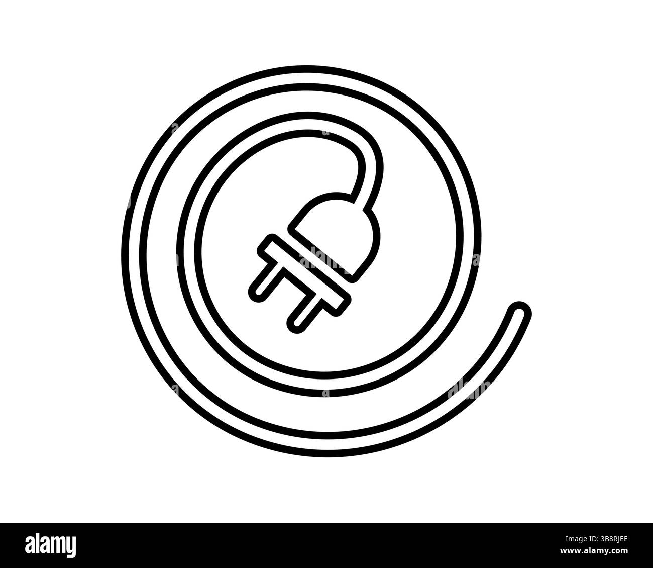 Minimalist icon of an electrical plug inside a coiled cable. Symbolizes ...