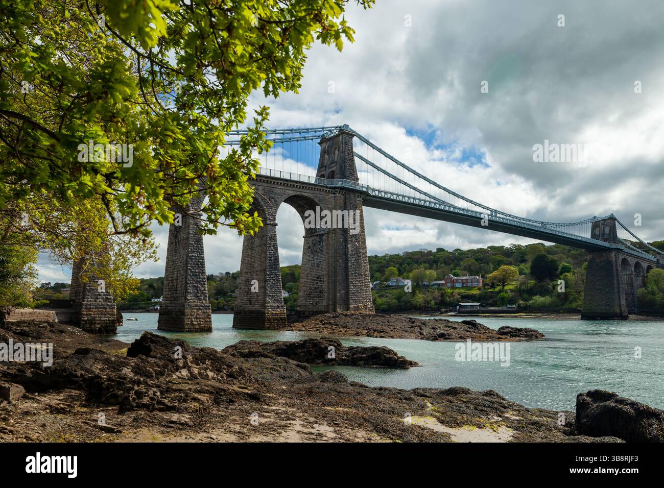 Menai Bridge over Menai Street in North Wales Stock Photo - Alamy