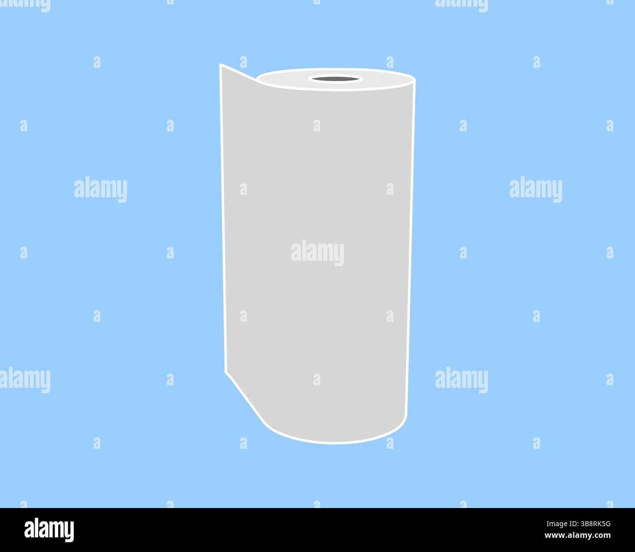 Clean, minimalist illustration of a roll of paper against a light blue ...