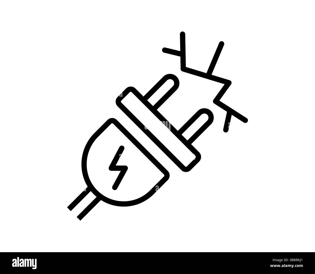 Minimalist illustration of an electrical plug sparking, symbolizing ...