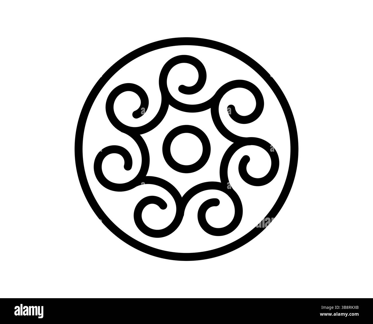 Elegant, stylized round design featuring swirling elements. Abstract ...