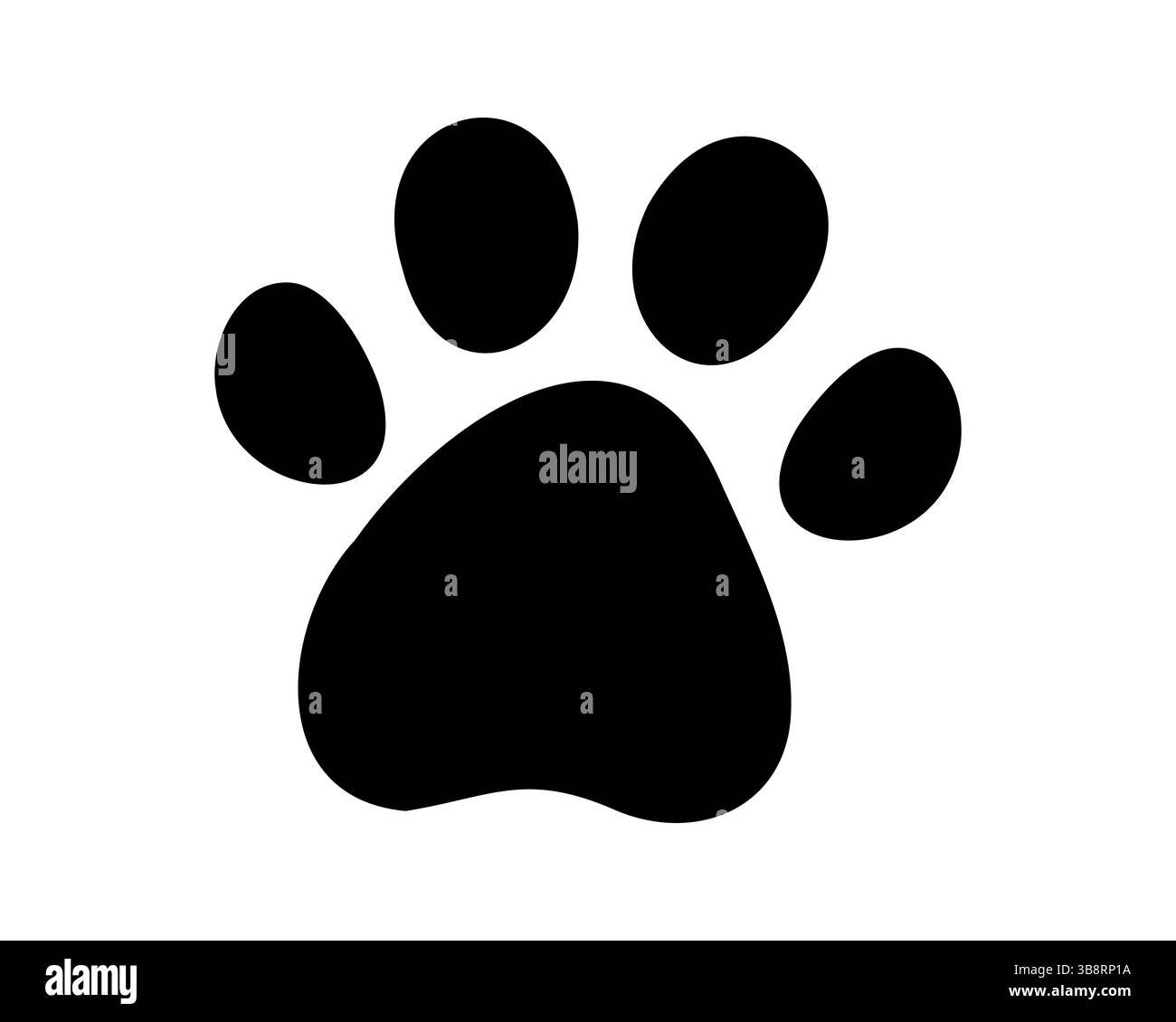 Bold black paw print icon on white background. Simple, minimalist ...