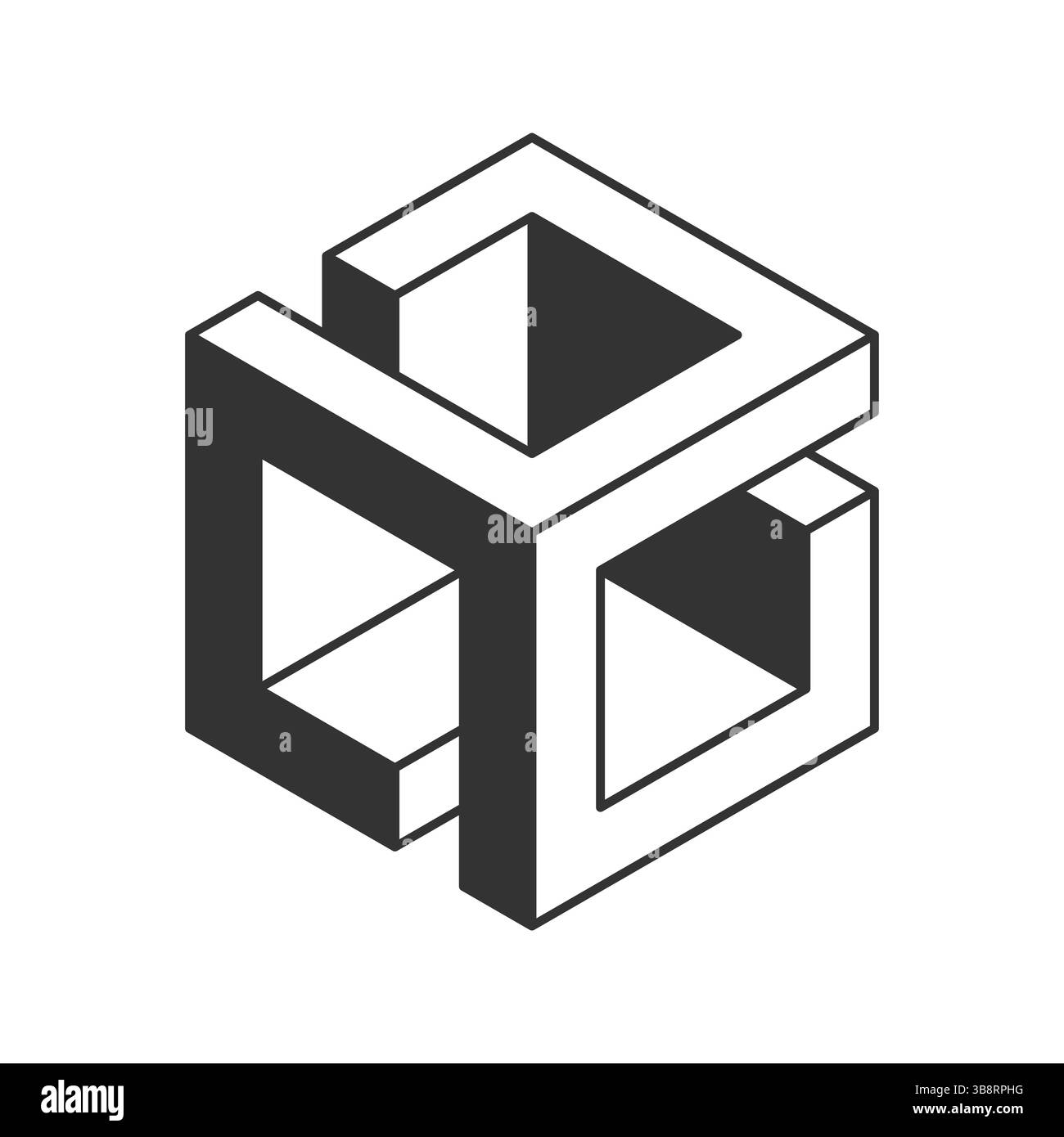 Abstract isometric cube design. Interlocking shapes create a visually striking image, perfect ...
