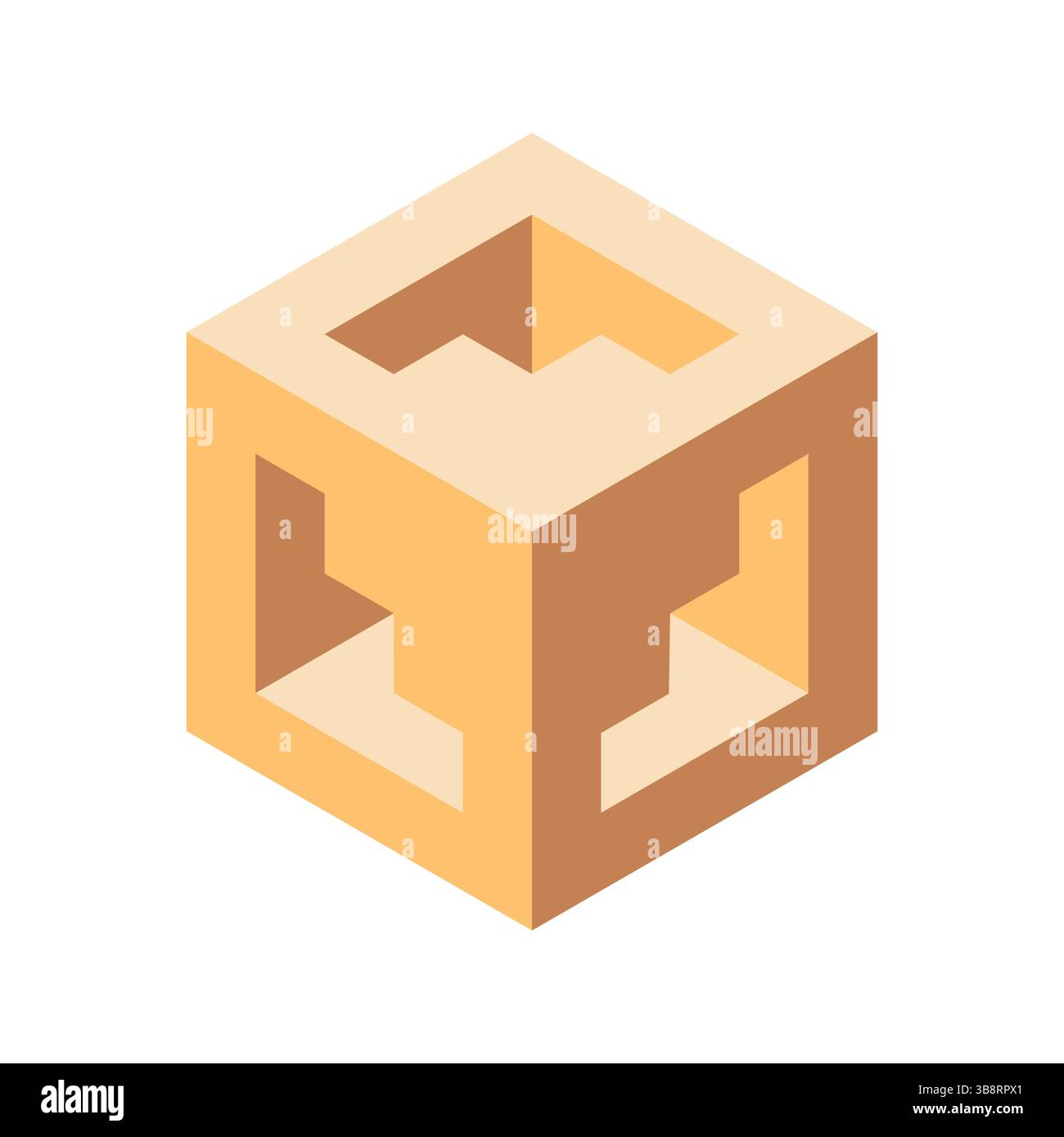 Abstract Isometric Cube With Inner Structure Geometric Design Neutral Earth Tones Ideal For