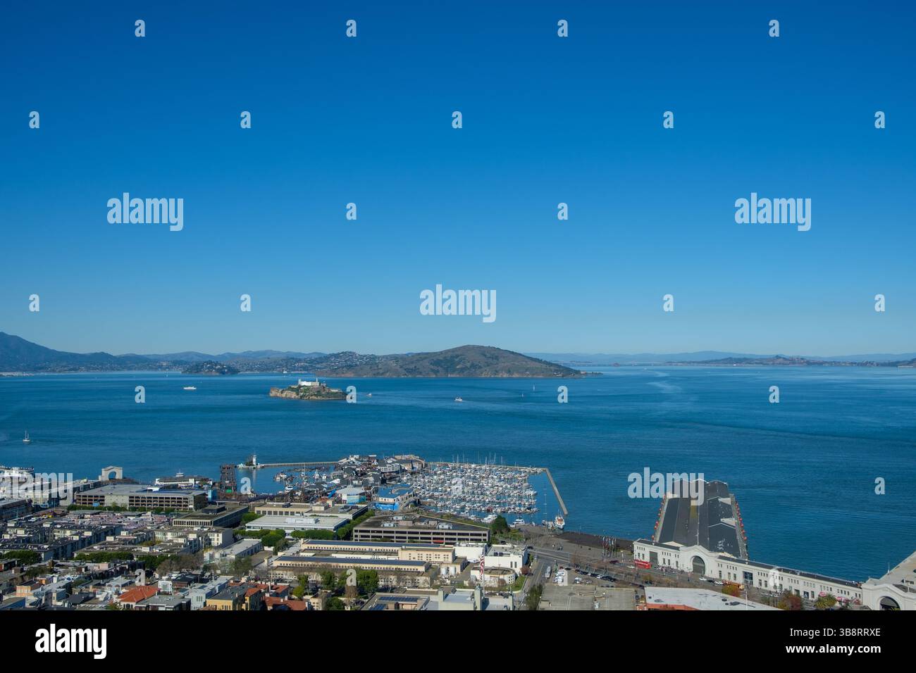 San Francisco Bay view: Alcatraz Island, Pier 39, and the Ferry ...