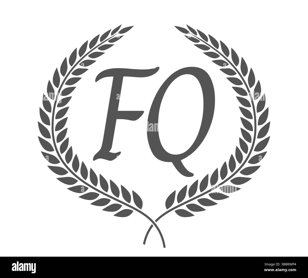 Initial letter F and Q, FQ monogram logo design with laurel wreath ...