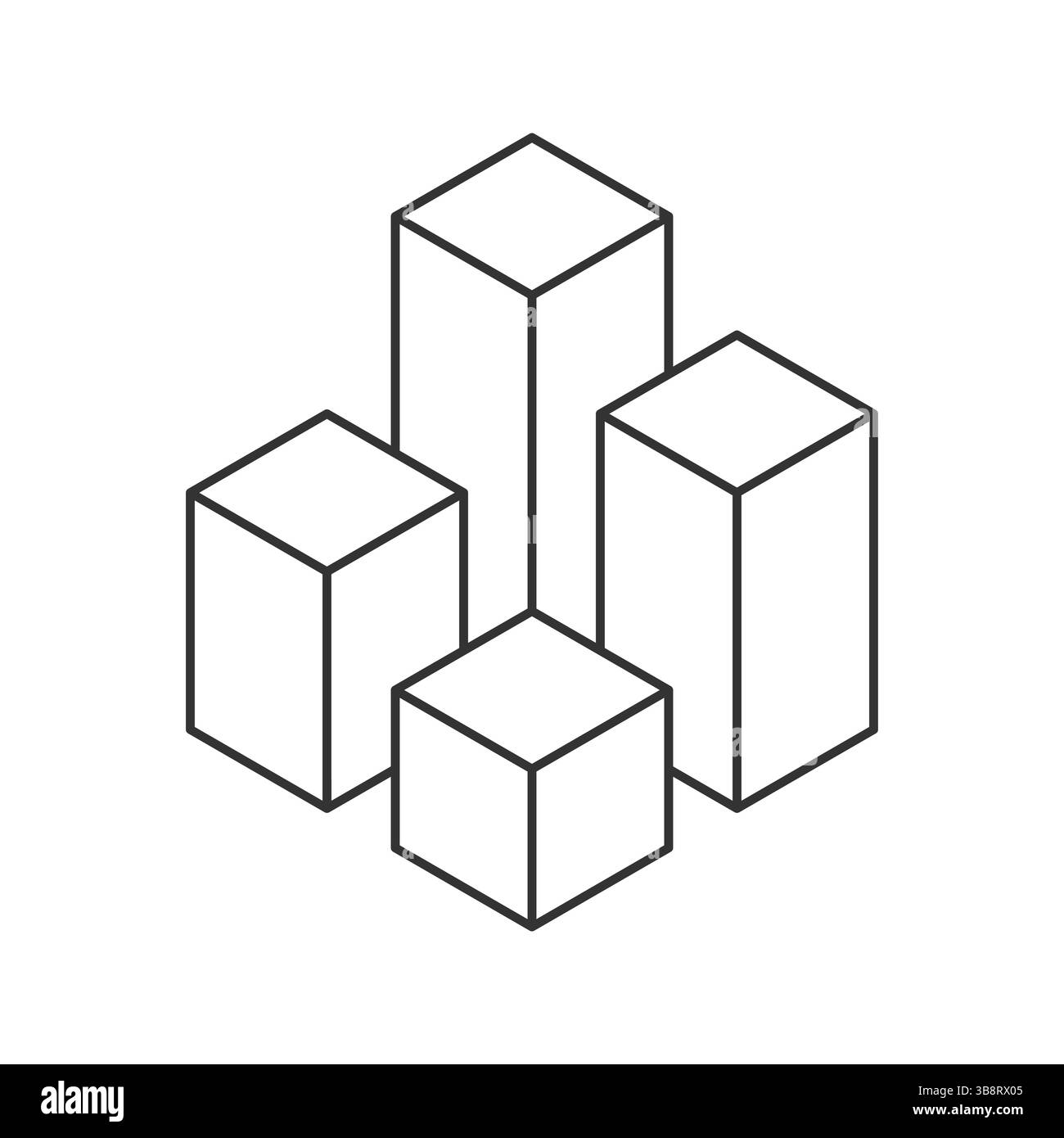 Geometric cubes arranged in an ascending order symbolize growth ...