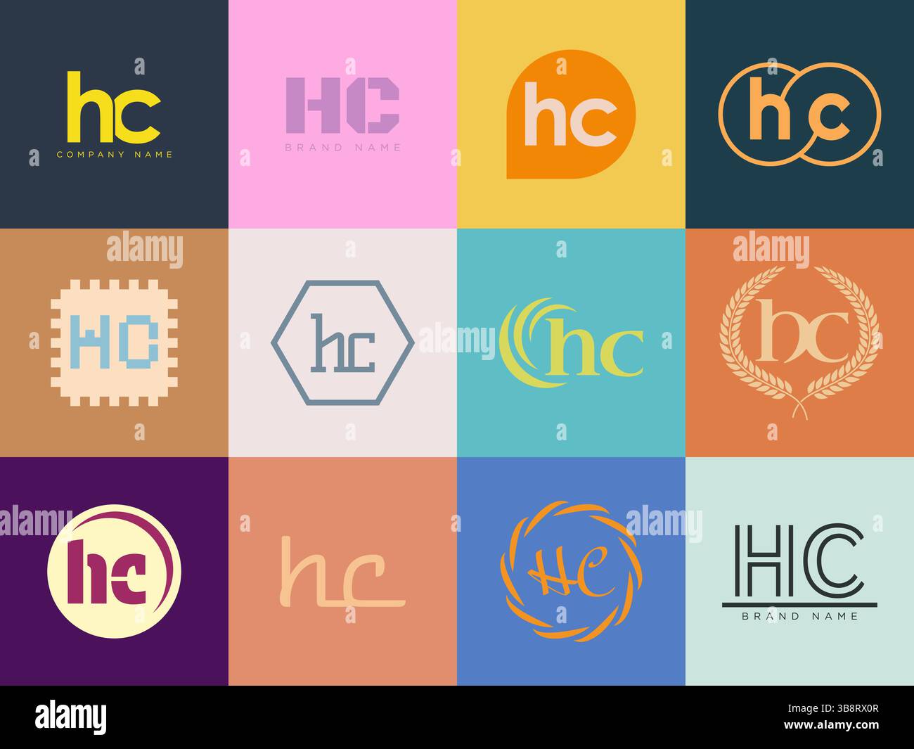 HC logo company template. Letter h and c logotype. Set different ...