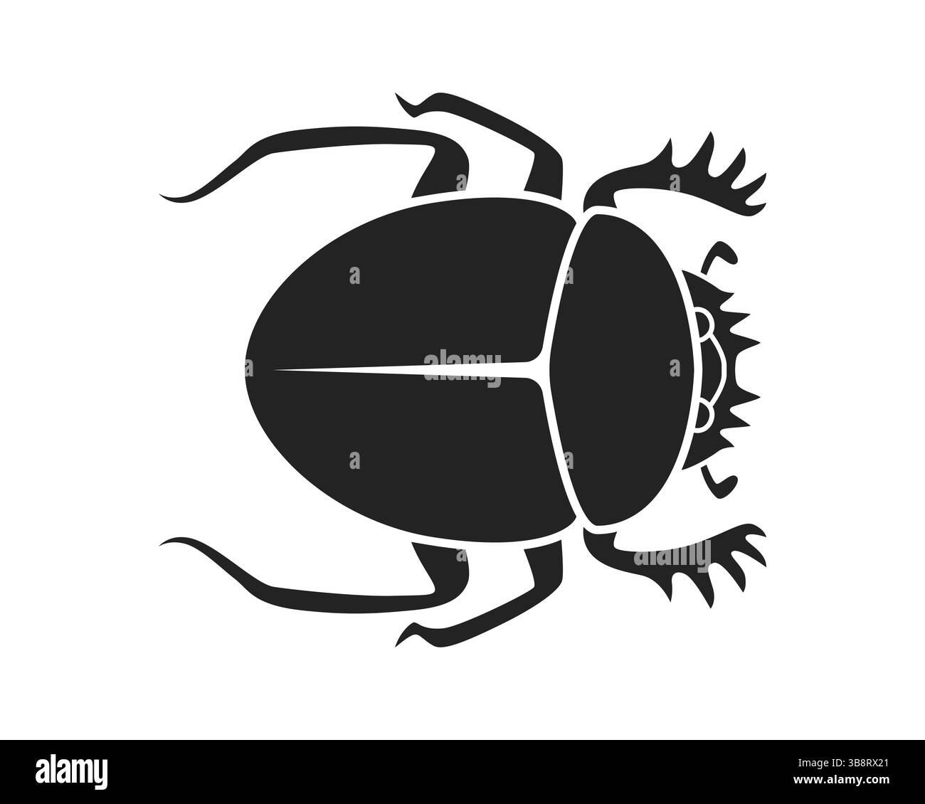 A stylized black silhouette of a beetle on a white backdrop. Symbol of ...