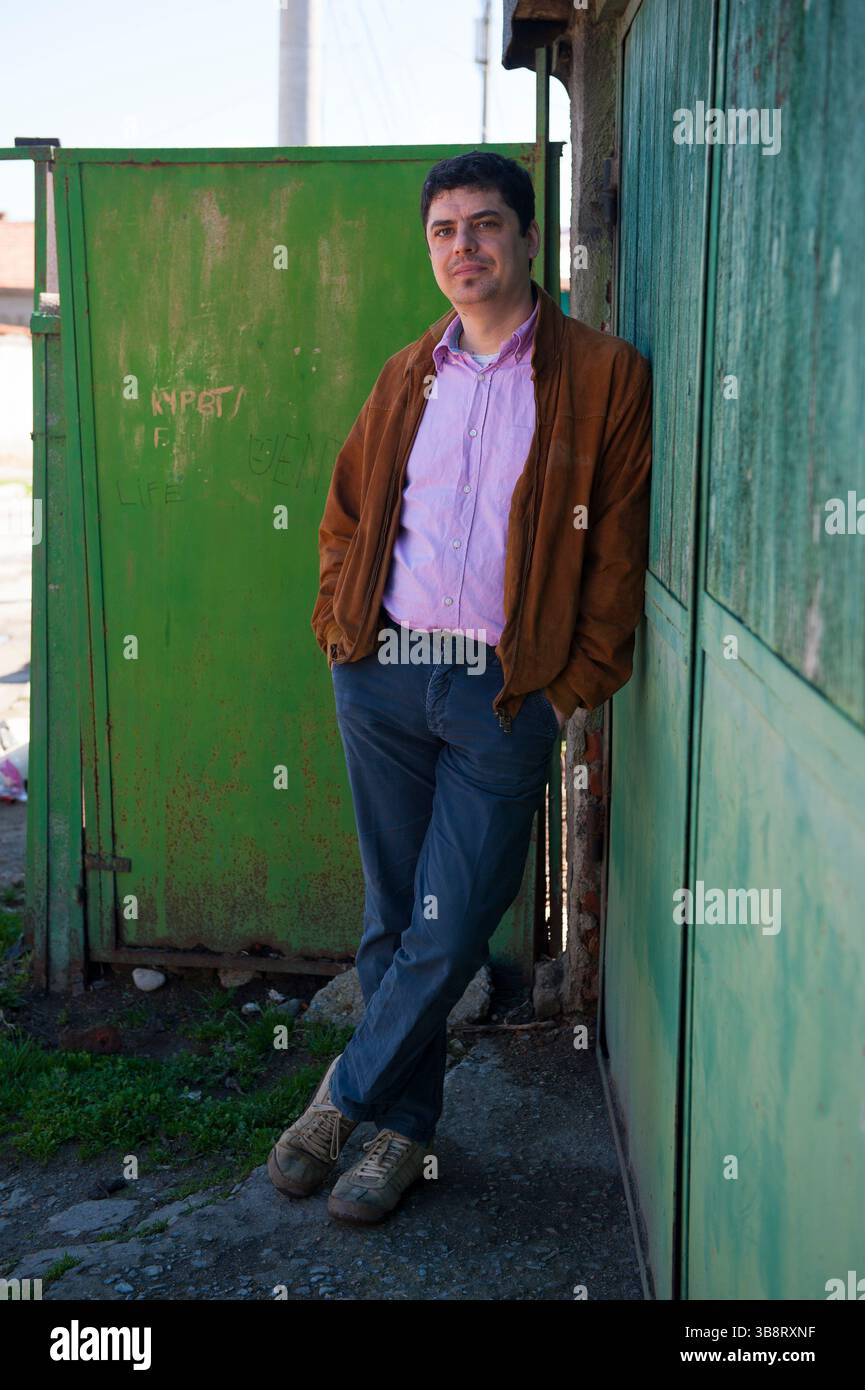 Portrait of Man in Ghetto, Leaning against a Wooden Wall. Sofia ...
