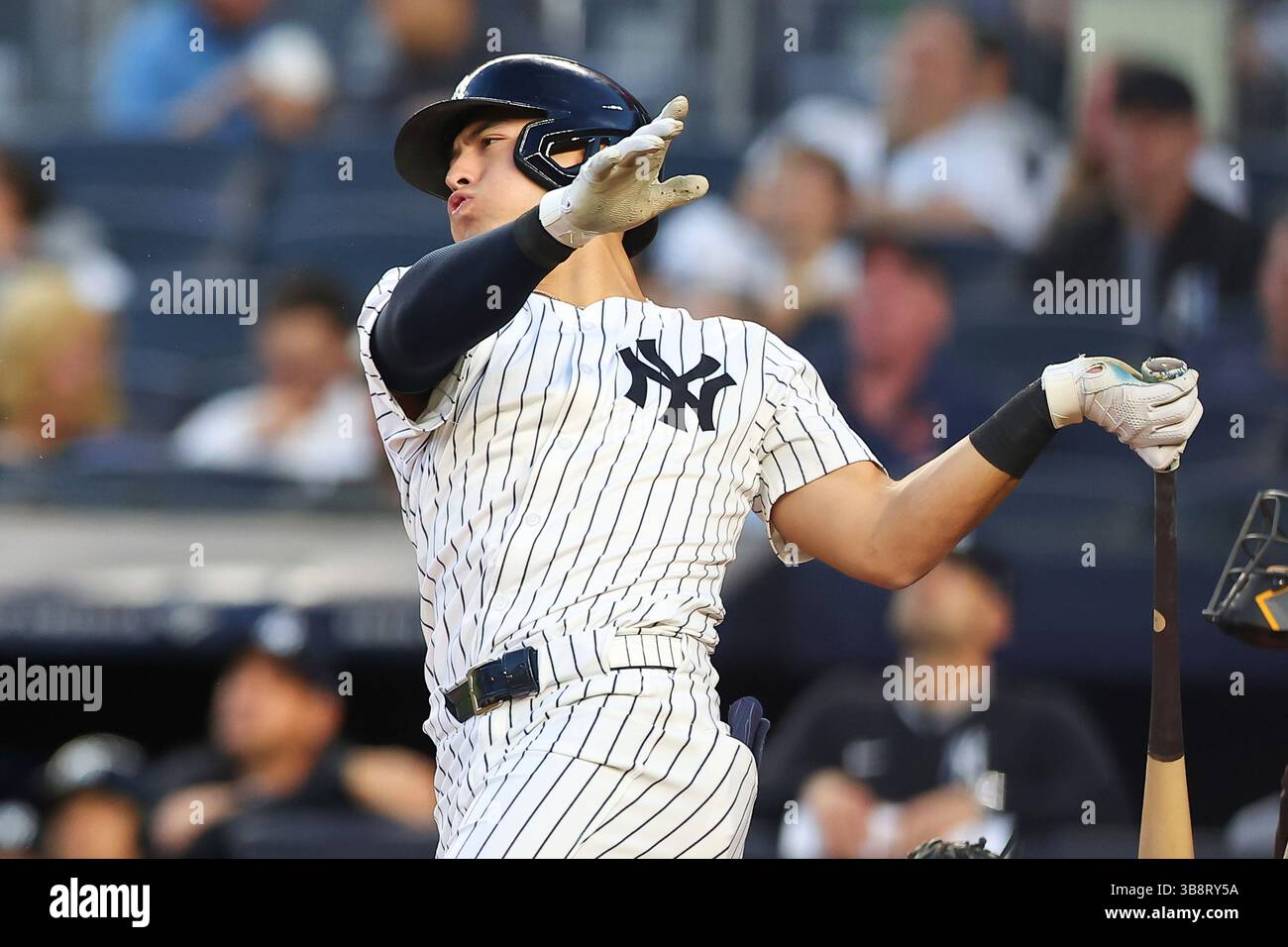 BRONX, NY - MAY 07: Anthony Volpe #11 of the New York Yankees at bat ...