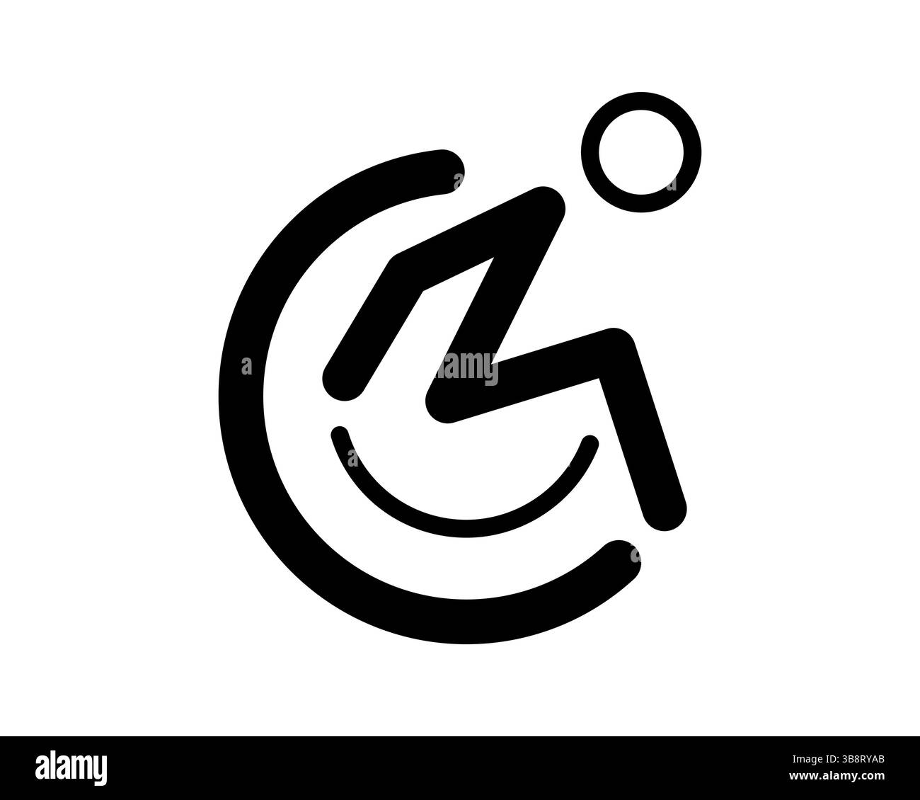 Bold, minimalist icon depicting a person in a wheelchair, perfect for ...
