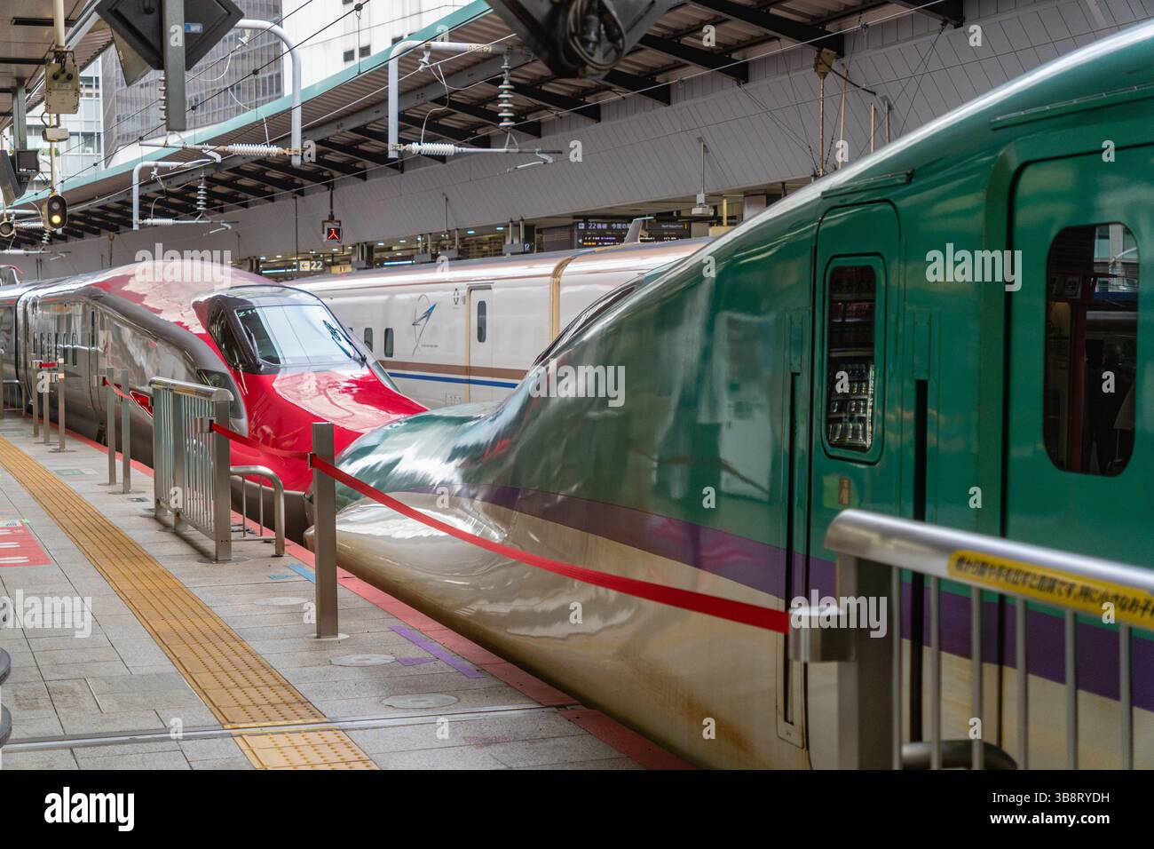 Tokyo, Japan - January 15, 2025 Shinkansen bullet train parked in train ...