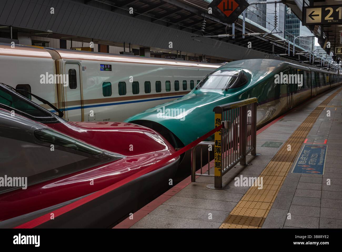 Tokyo, Japan - January 15, 2025 Shinkansen bullet train parked in train ...