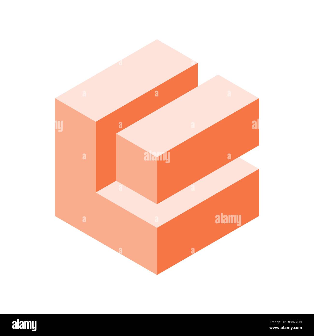 Abstract isometric cube design. Twotoned peach and coral colors create ...