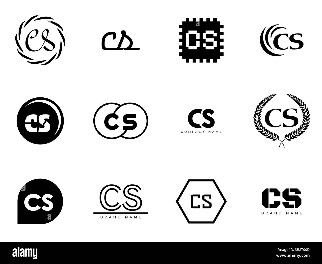 CS logo company template. Letter c and s logotype. Set different ...
