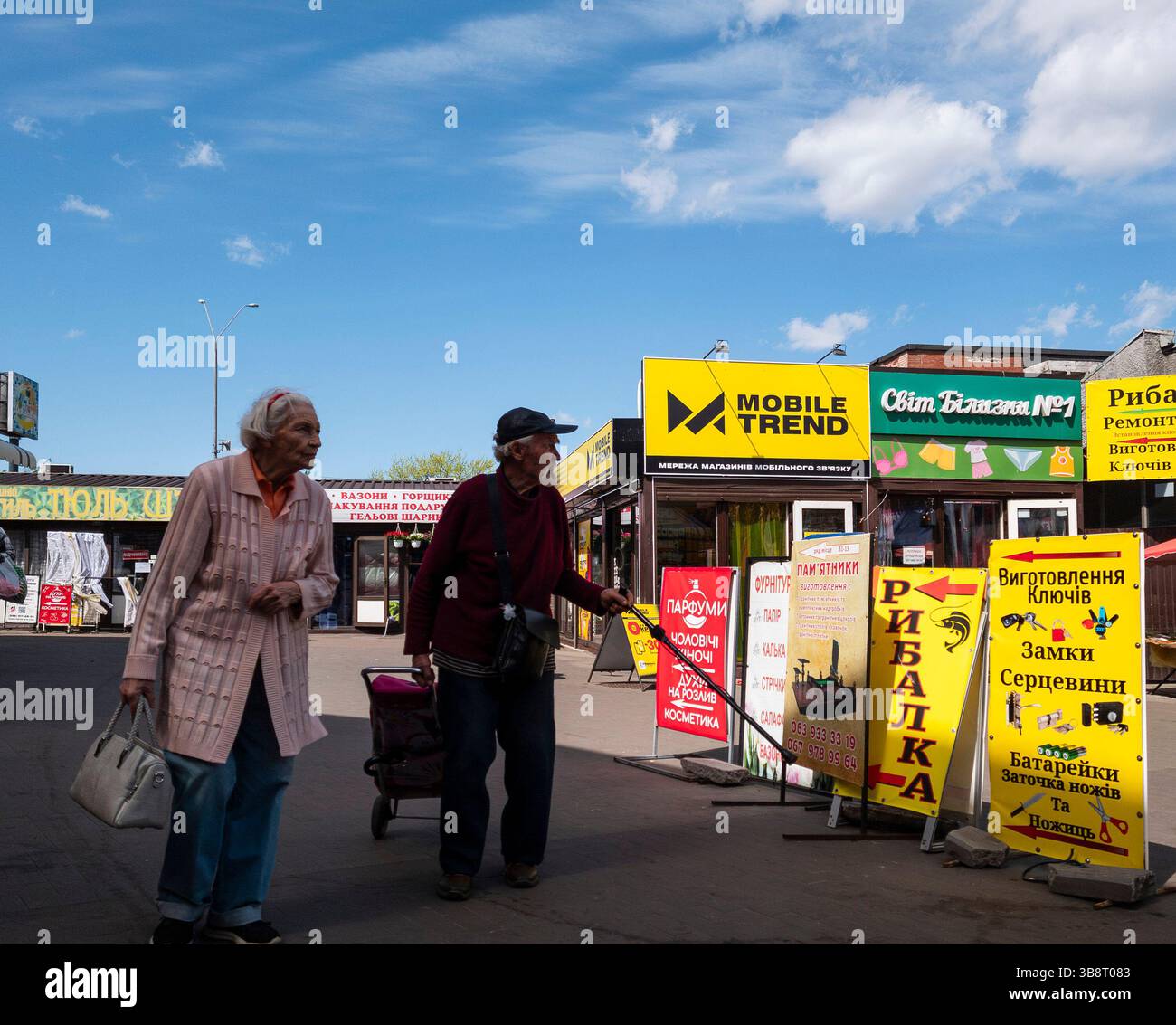 Kyiv, Ukraine - 1st May, 2025 shows an active street market with ...