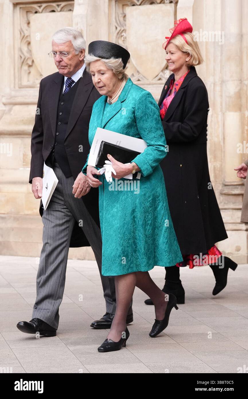Former prime minister John Major and wife Norma Major leave following a ...
