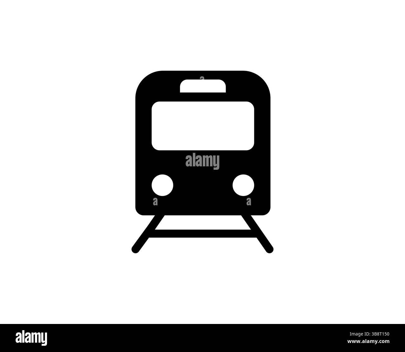 Simple yet striking black icon of a train on tracks. Perfect for apps ...