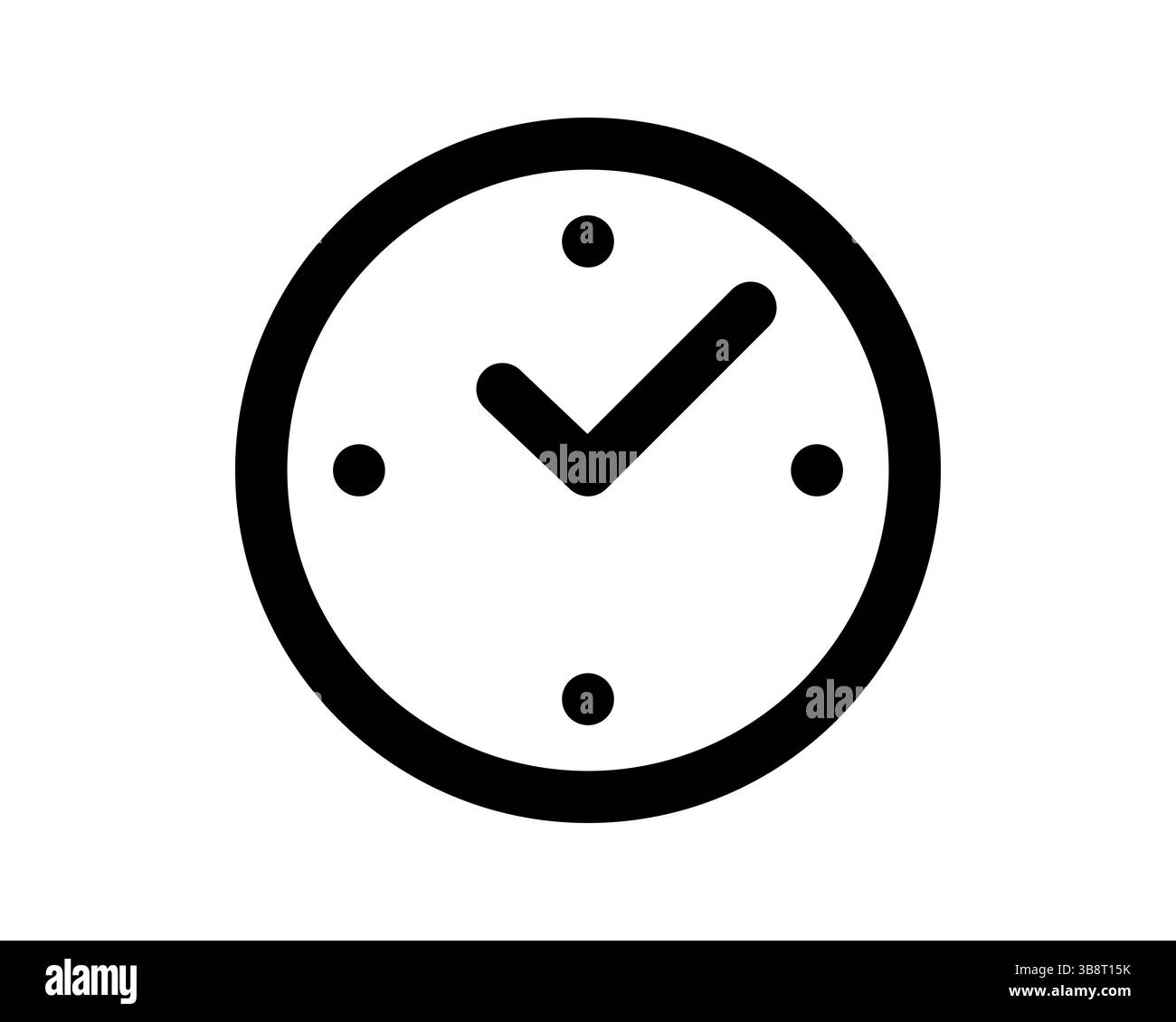 Bold, minimalist clock icon design. A checkmark inside the clock face ...