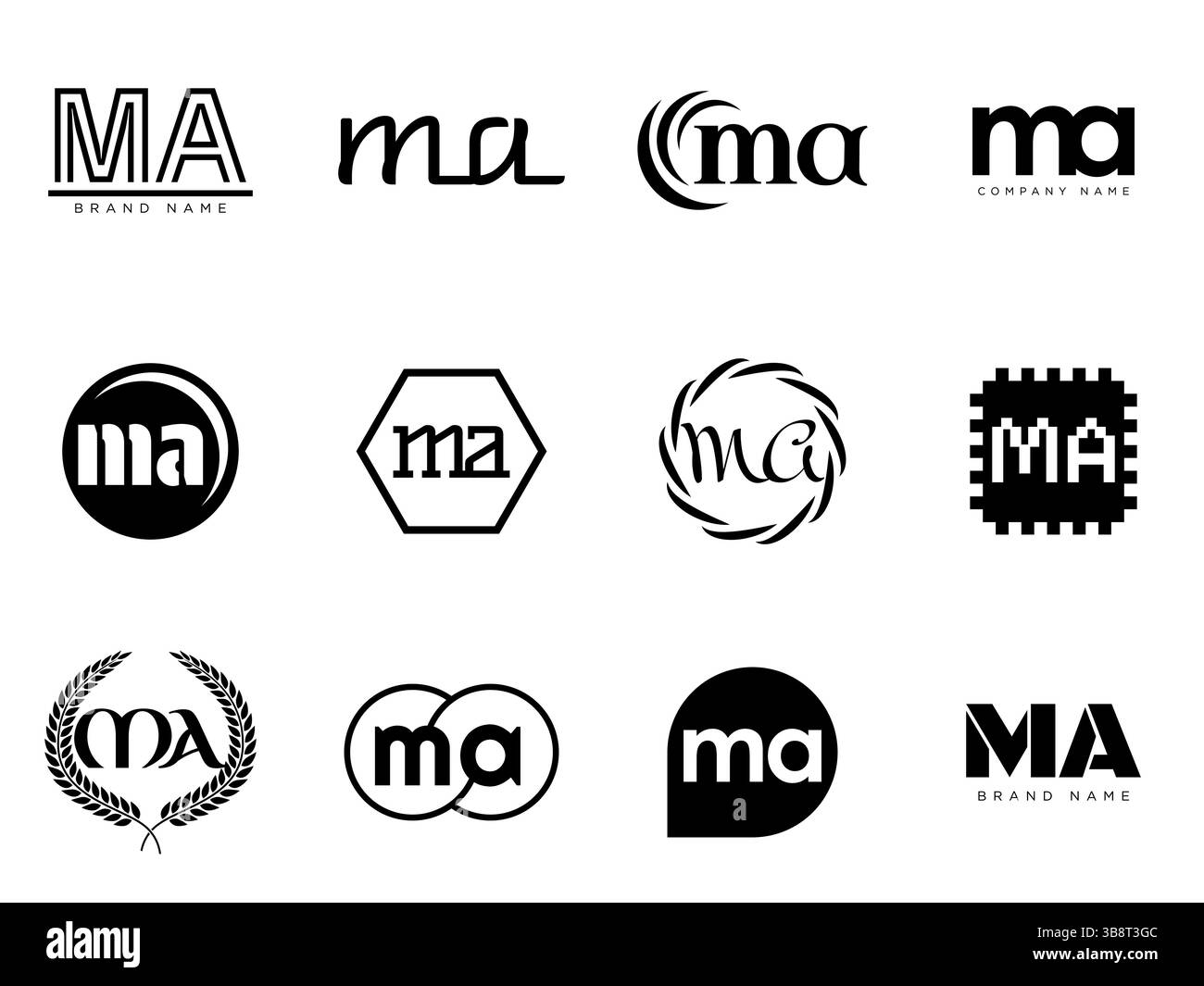 MA logo company template. Letter m and a logotype. Set different ...