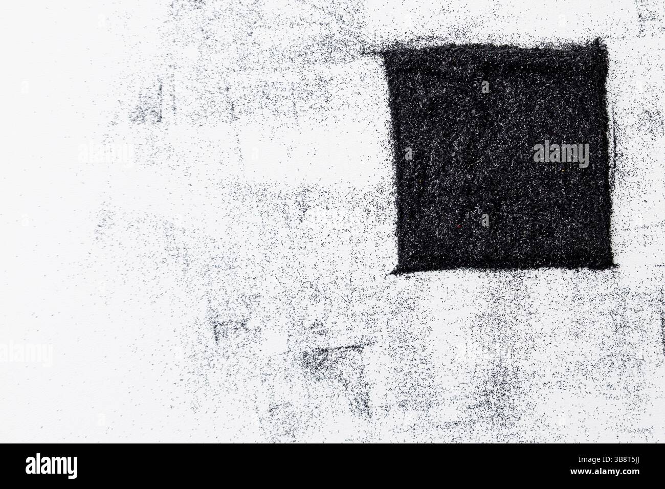The black square from glitter on white background. Abstract minimalist ...