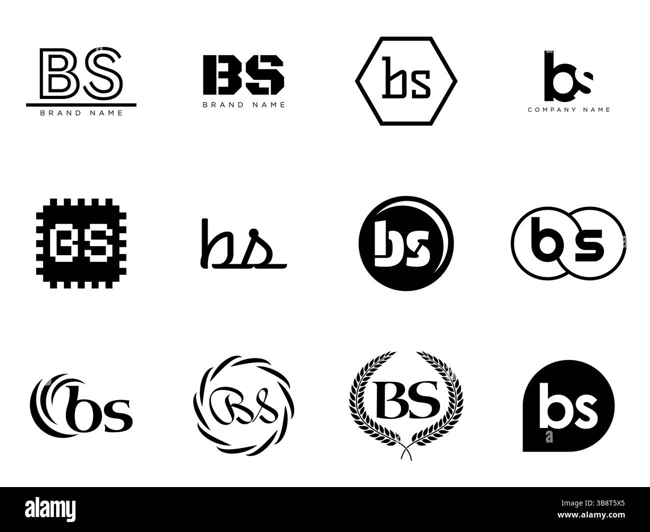 BS logo company template. Letter b and s logotype. Set different ...