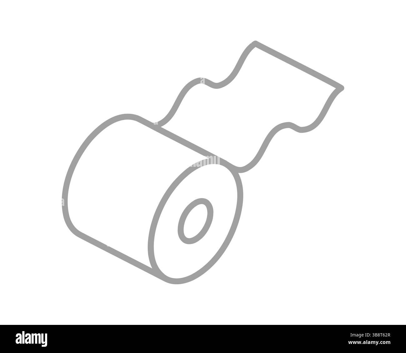 Simple, modern line art illustration of a roll of paper with a section ...