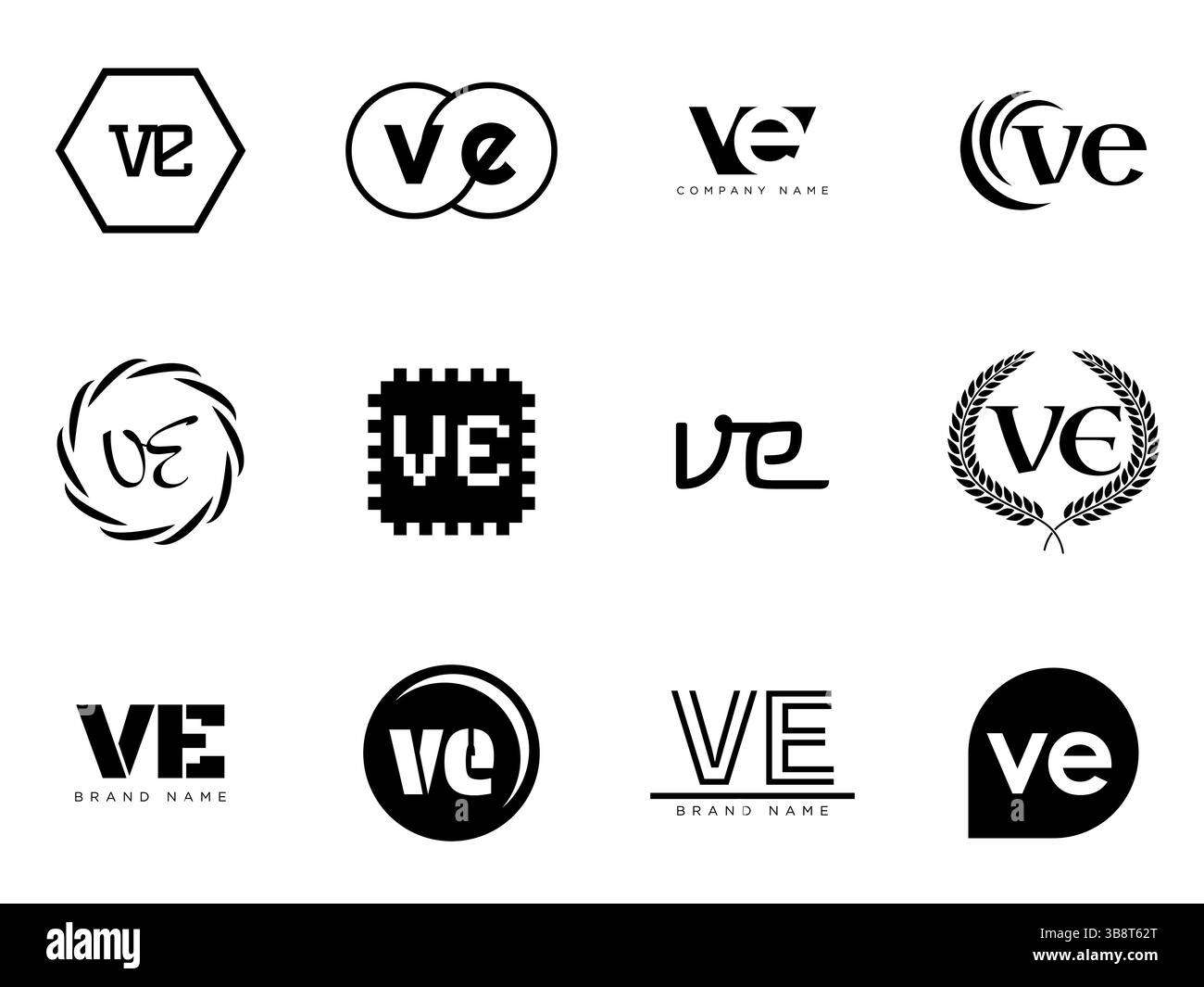 VE logo company template. Letter v and e logotype. Set different ...