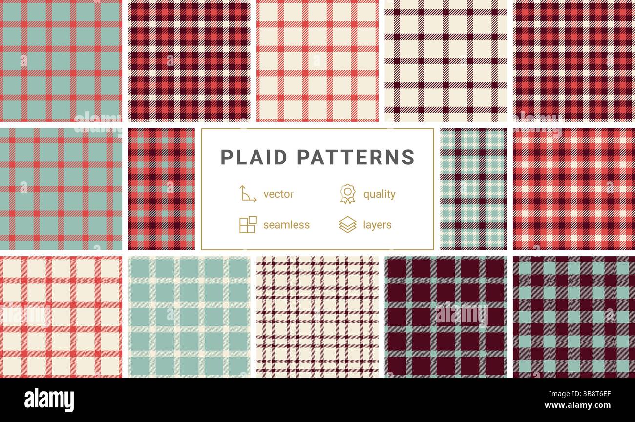 Classic plaid patterns in vibrant colors, featuring checkered designs ...