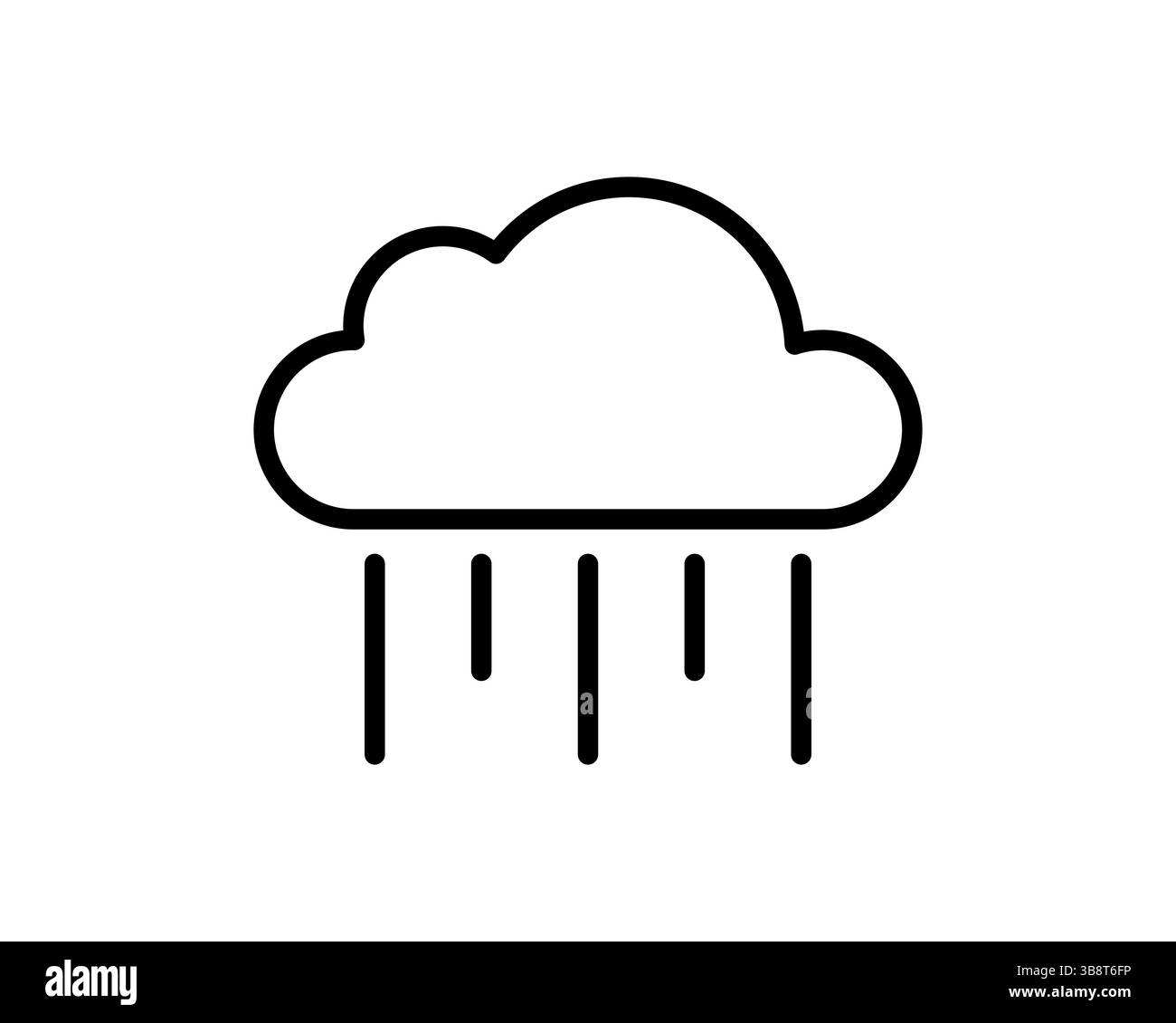 Simple, bold line art icon depicting a cloud with rain. Perfect for ...