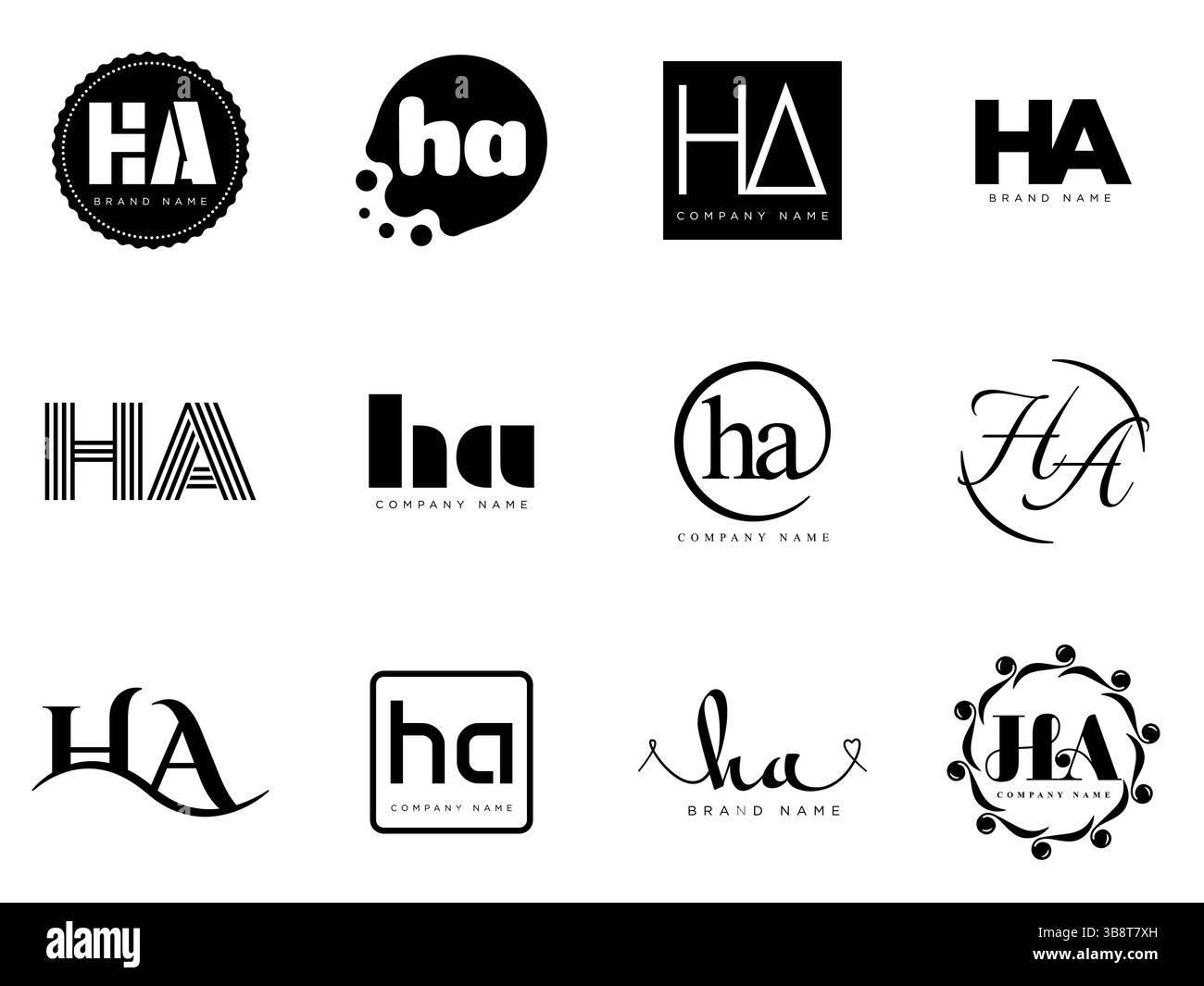 HA logo company template. Letter h and a logotype. Set different ...