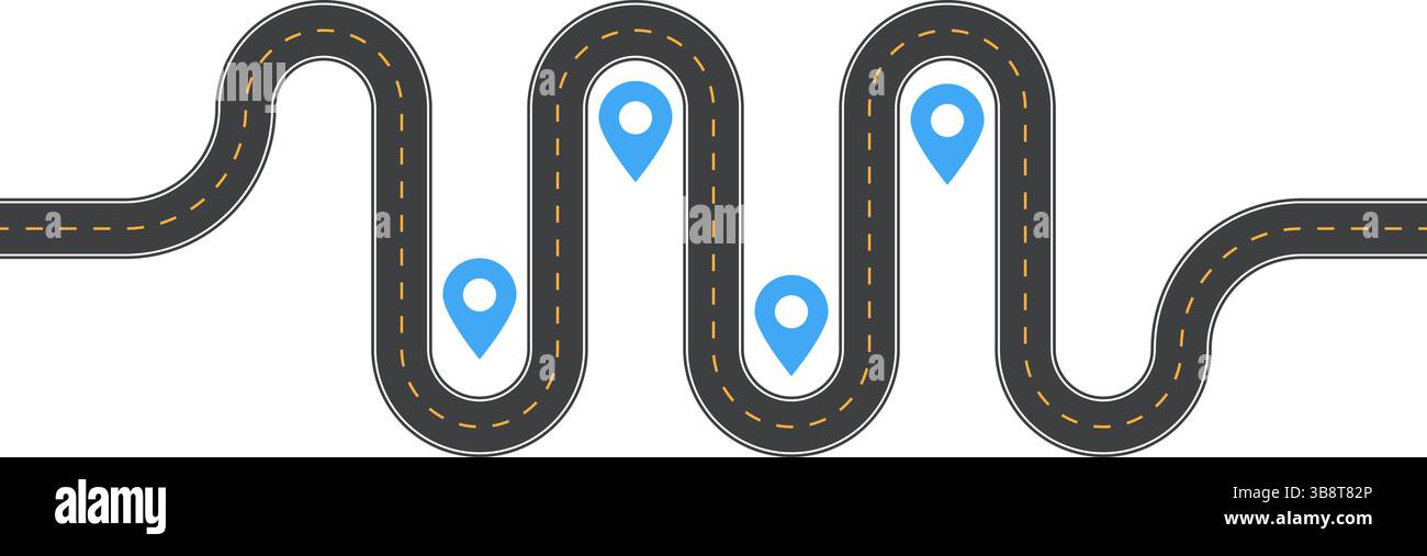 Infographic road map template with pin pointers. Vector illustration ...