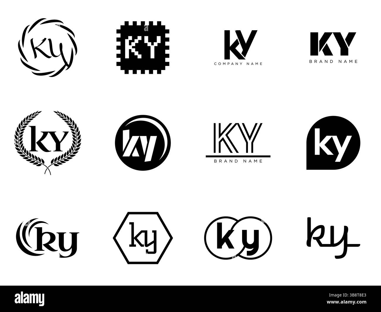KY logo company template. Letter k and y logotype. Set different ...