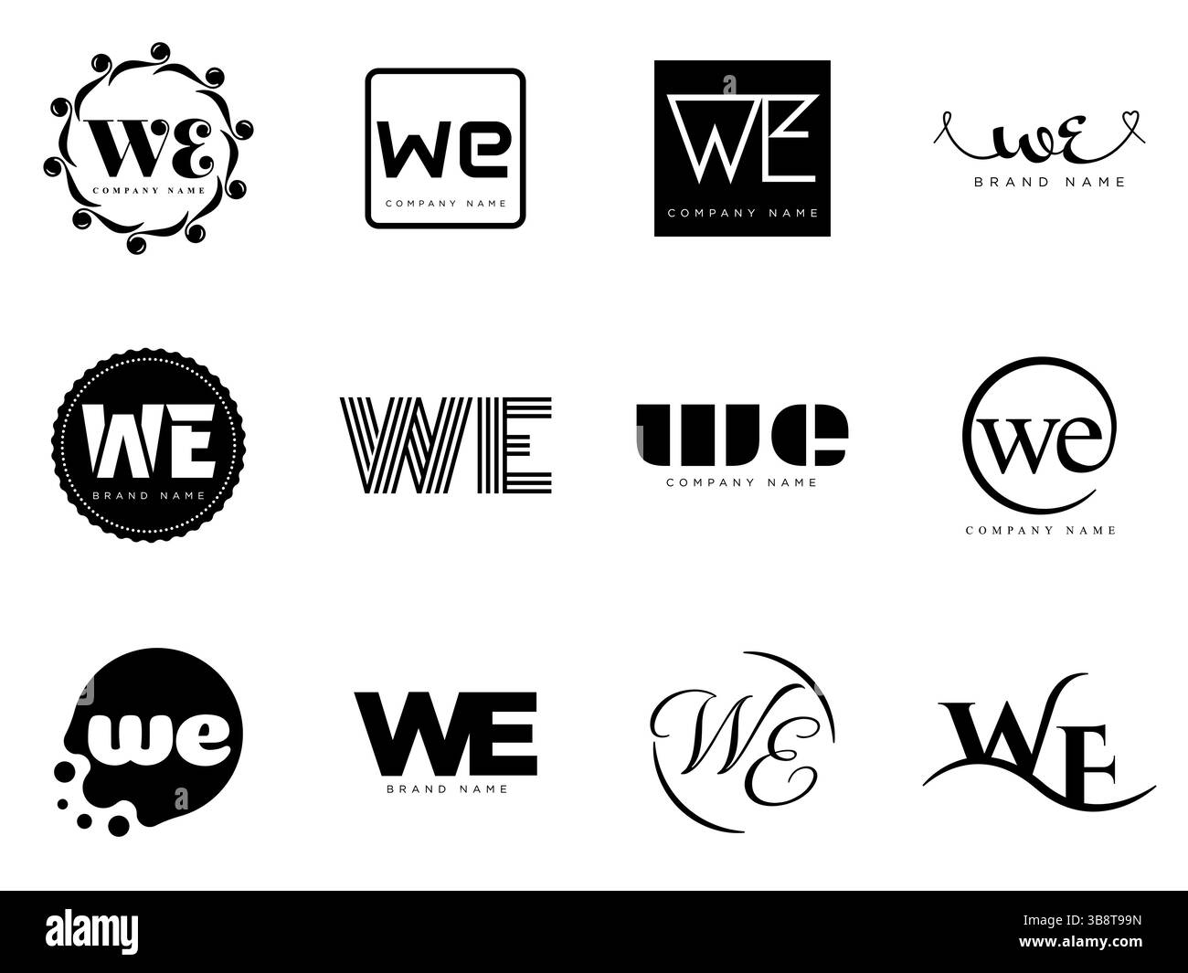 WE logo company template. Letter w and e logotype. Set different ...
