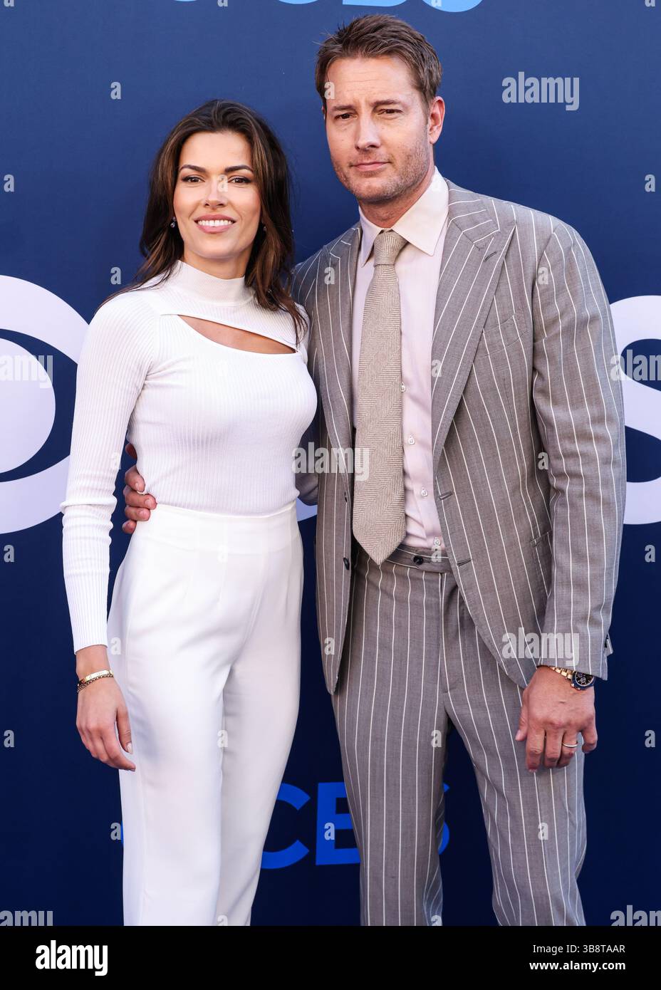 LOS ANGELES, CALIFORNIA, USA - MAY 07: Sofia Pernas and husband Justin Hartley of Tracker arrive ...