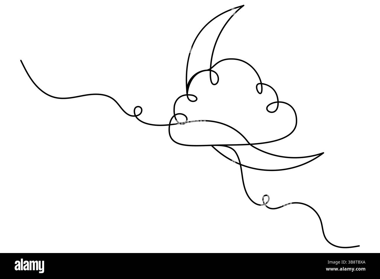 Moon continuous one line art drawing of isolated outline vector ...