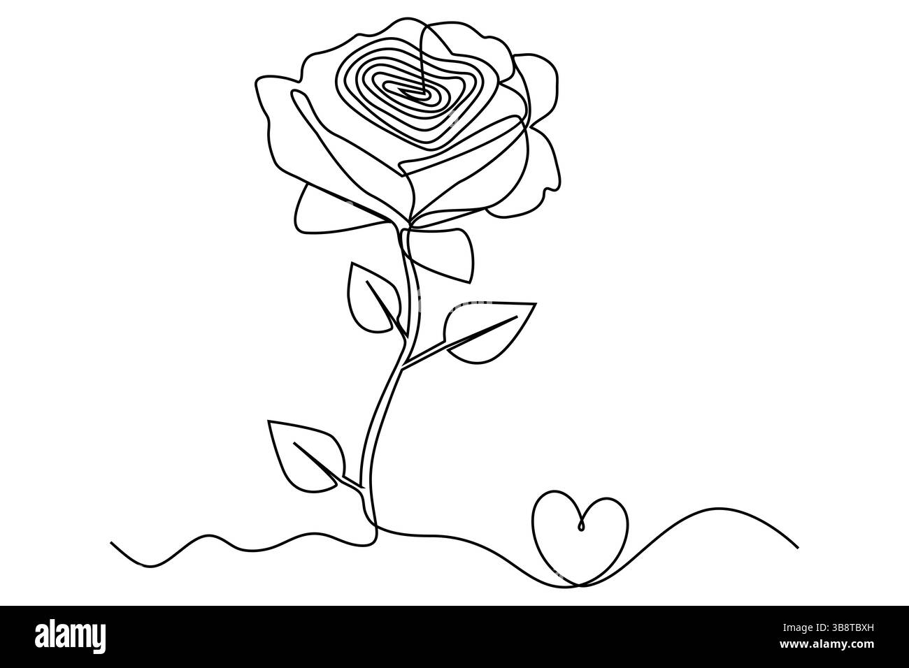 Rose flower continuous single line art drawing of outline vector illustration Stock Vector Image ...