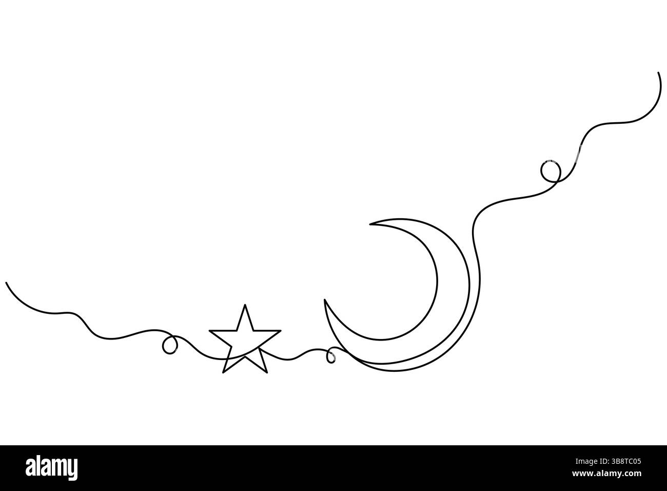 Moon continuous one line art drawing of isolated outline vector ...