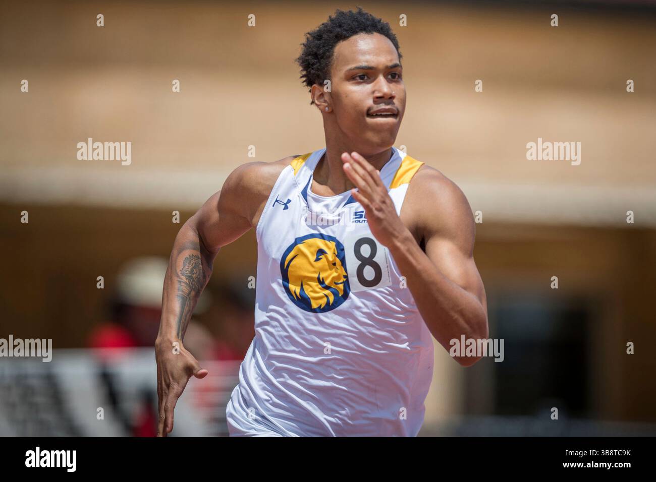 May 1, 2025: East Texas A&M Lions sprinter Jedadiah Stockton competes ...