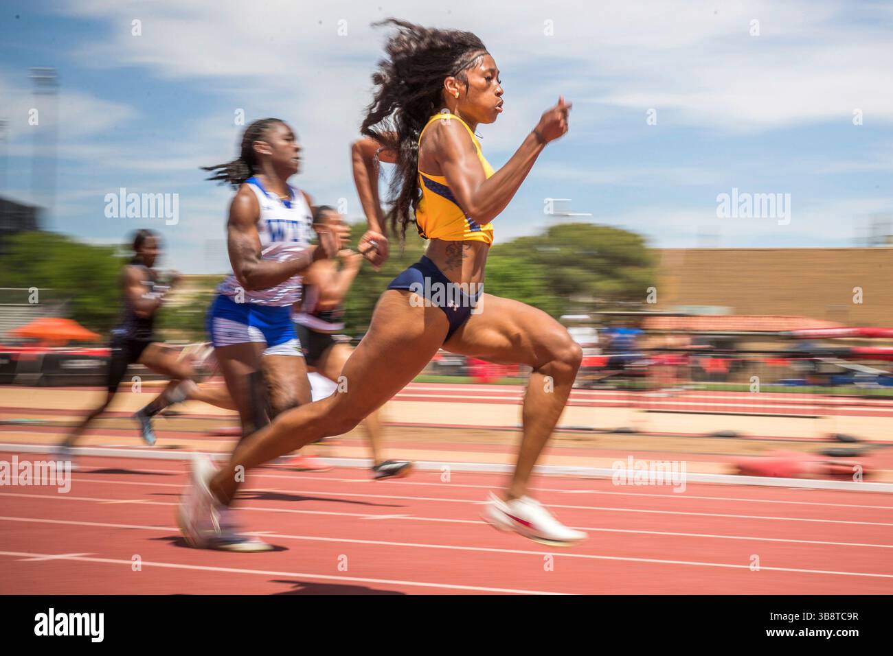 May 1, 2025: East Texas A&M Lions sprinter Savannah Harvey competes in ...
