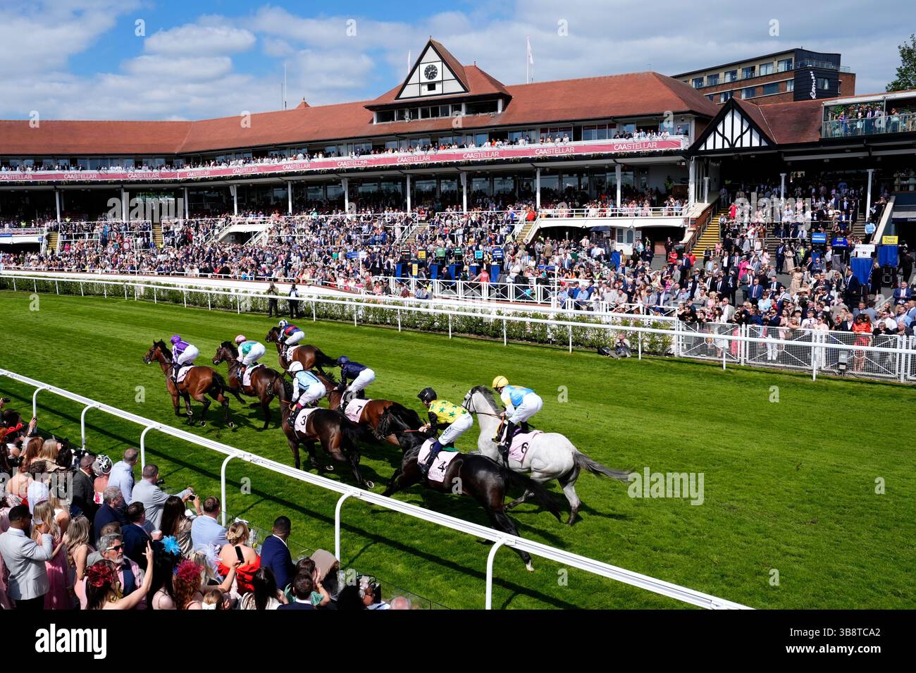 Runners and riders during the Boodles Raindance Dee Stakes, won by ...