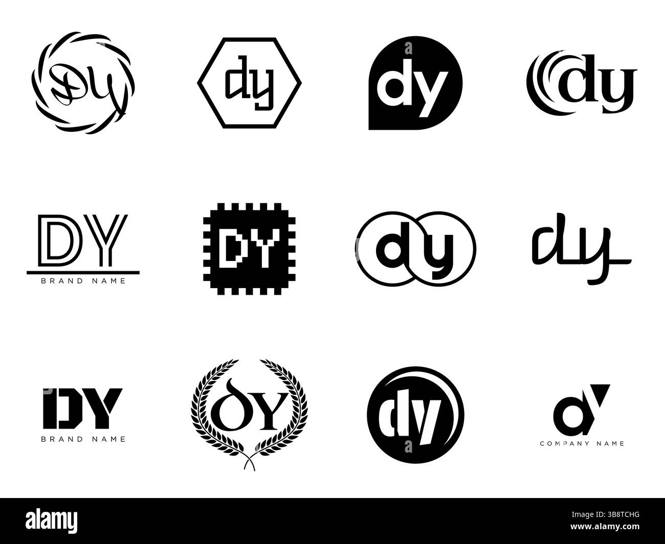 DY logo company template. Letter d and y logotype. Set different classic serif lettering and ...