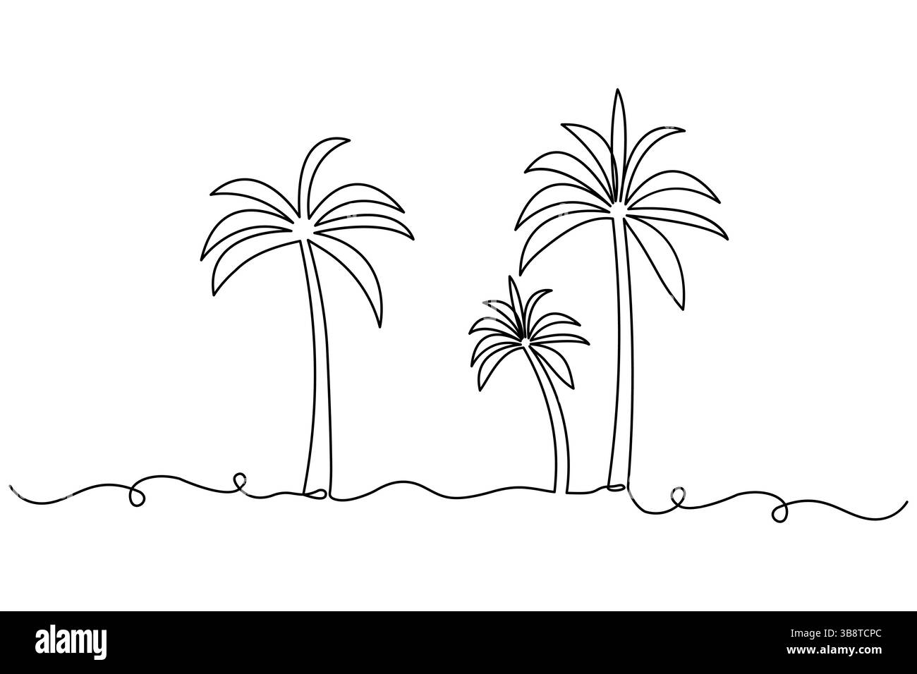 Palm tree continuous single line art drawing of outline vector ...