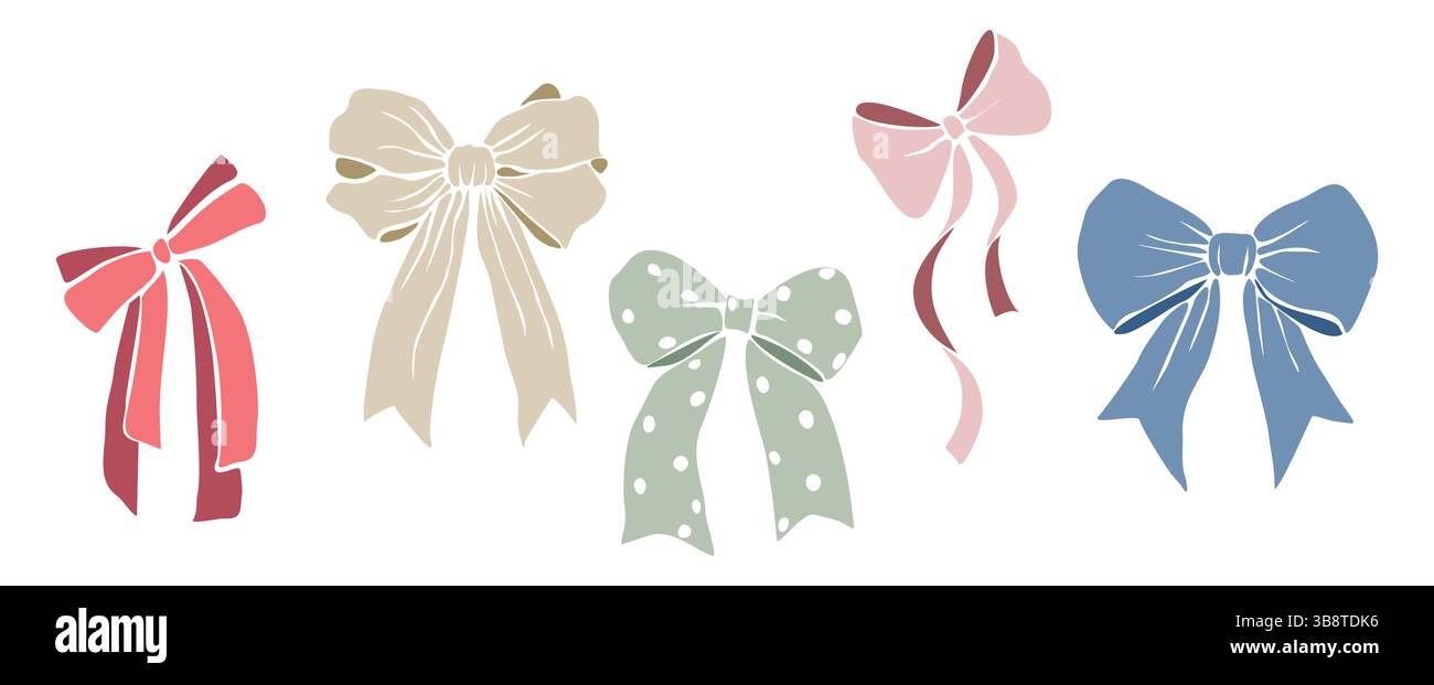 Set of vintage ribbon bows in pastel colors Stock Vector Image & Art ...